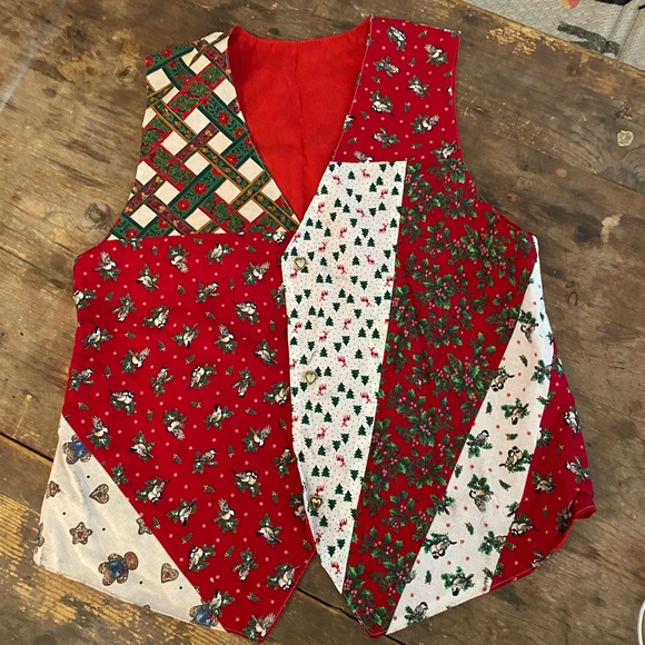 Vintage | Jackets & Coats | Vintage 9890s Handmade Christmas Vest M ...